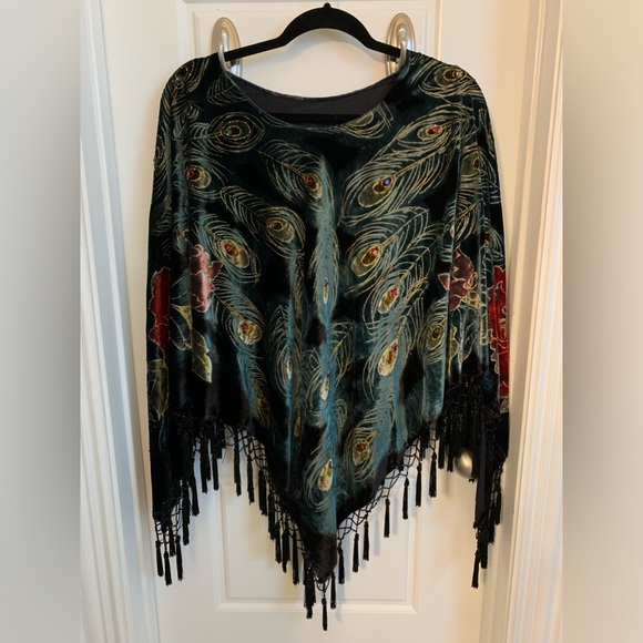 no brand | Sweaters | Vintage Velvet Poncho Xl | Poshmark